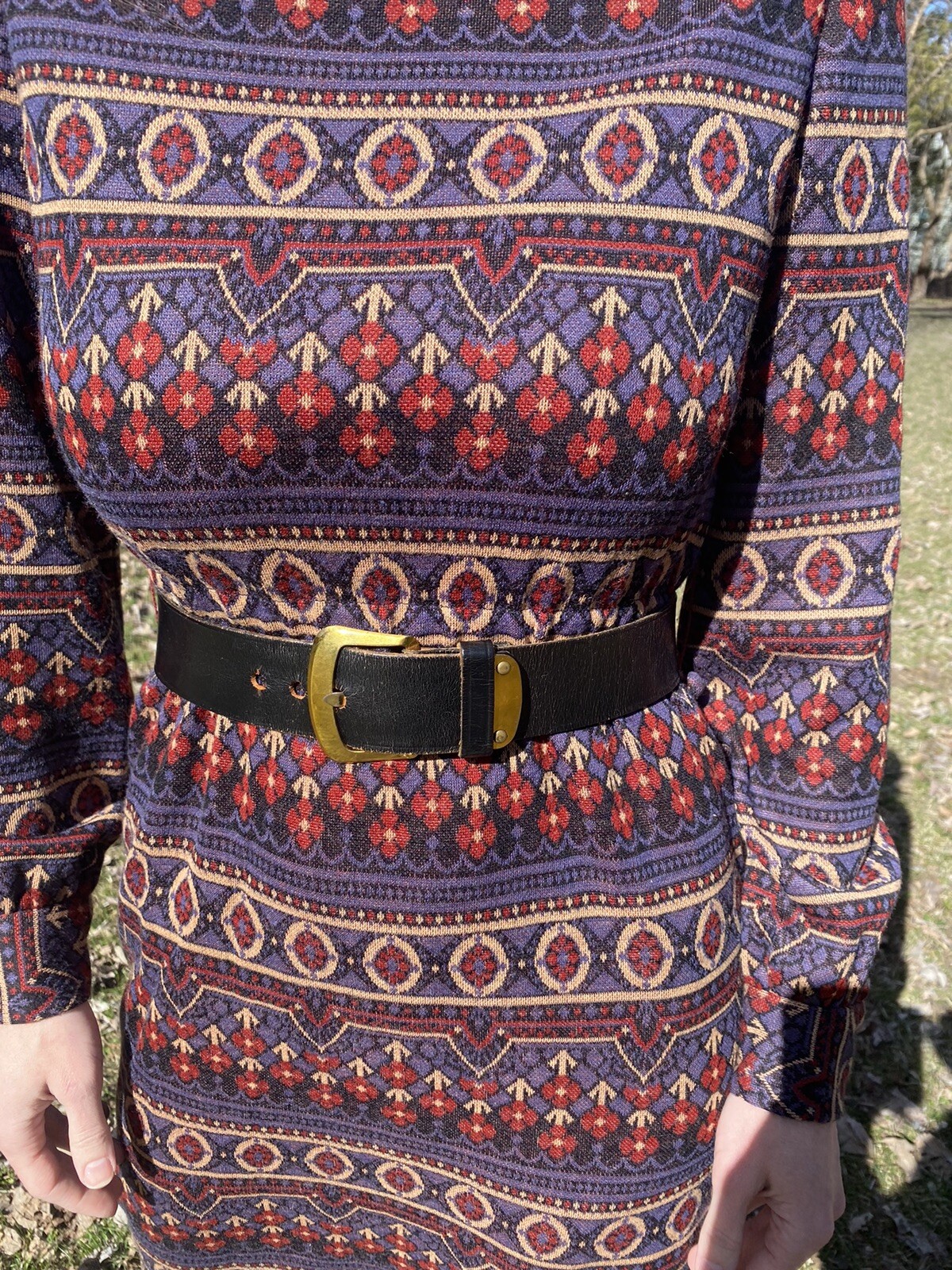 1960s Mod Modest Groovy Geometric Floral Print Dress - Gem