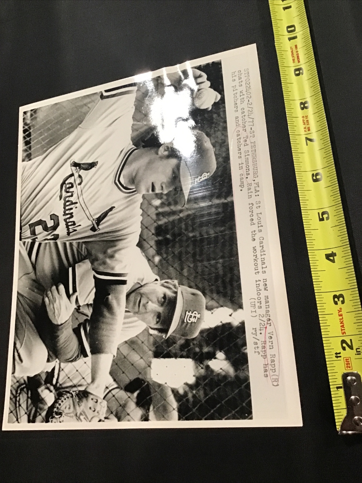 1977 St Louis Cardinals new Manager Vern Rapp w Ted Simmons Press Photo ...