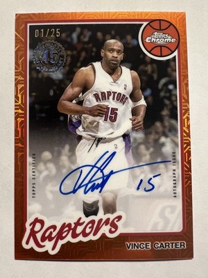 2025-26 Topps Chrome Vince Carter Auto 1/25 Orange On Card #80CA2-VC ...