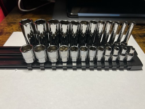 Snap-on Tools USA NEW 24pc 1/4 Drive Metric 6pt Shallow Deep Socket Set ...