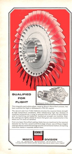 Howmet Corp Misco Division Cast Turbine Wheel Mono-Shell Process Vtg ...