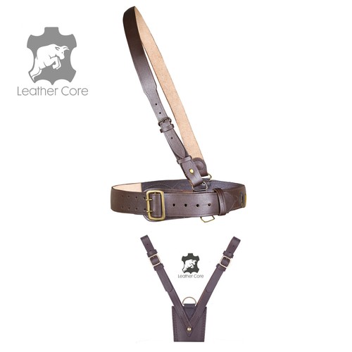 Sam Browne Belt with Shoulder Strap Sword Frog Dark Brown Leather ...