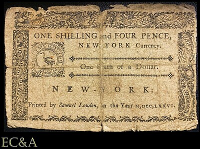 1776 COLONIAL PAPER CURRENCY, 1 SHILLING-4 PENCE NOTE. RARE (PC001) | eBay