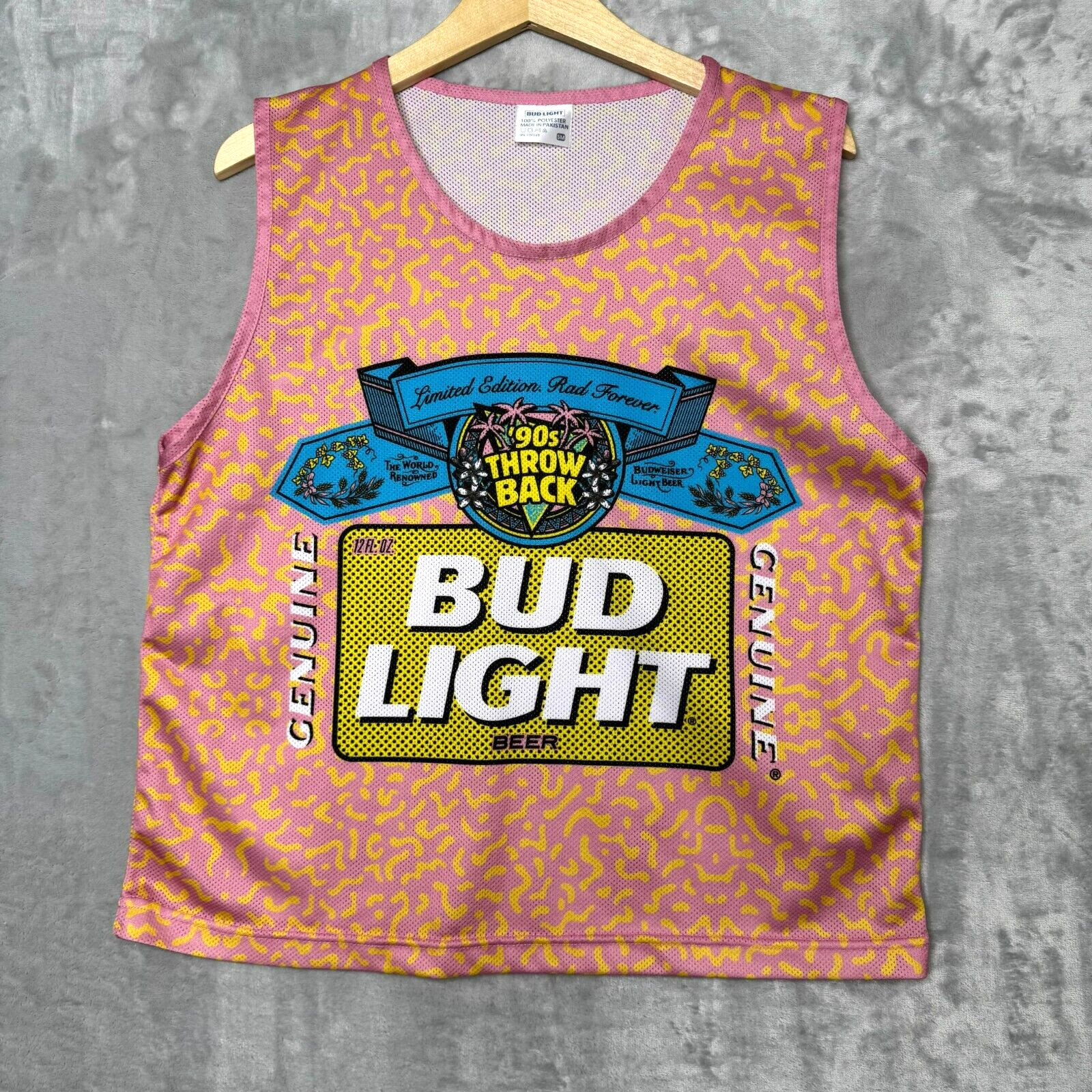 Bud Light Tank Mens S/M 90s Throwback Pink Limited Ed… - Gem