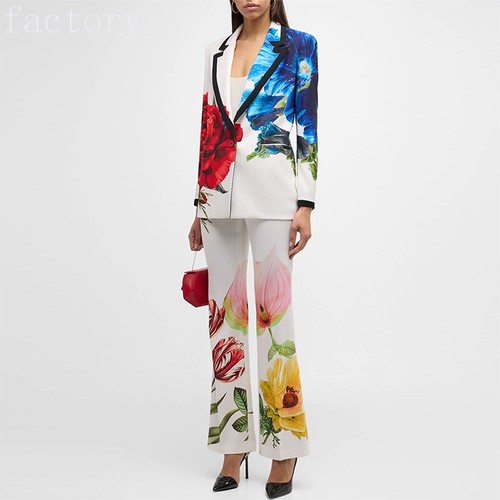 Two-piece Suits Womens Temperament Fashion Digital Printing Jacket ...