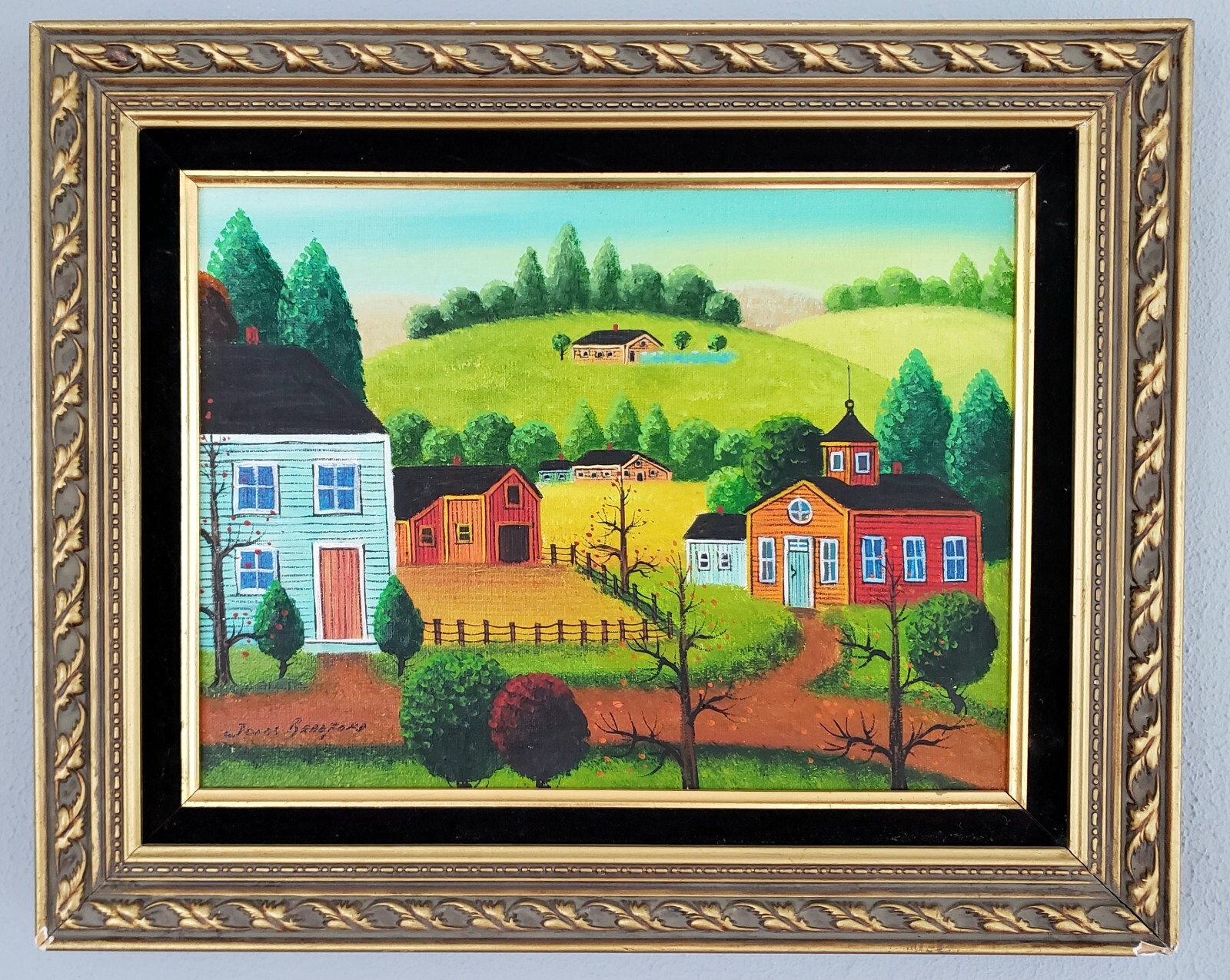 JONAS BRADFORD Original Amish Folk Art Oil Painting Signed Framed | eBay