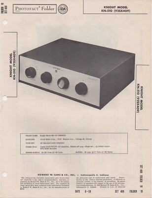 1958 KNIGHT KN-510 TUBE AMPLIFIER amp SERVICE MANUAL photofact ...