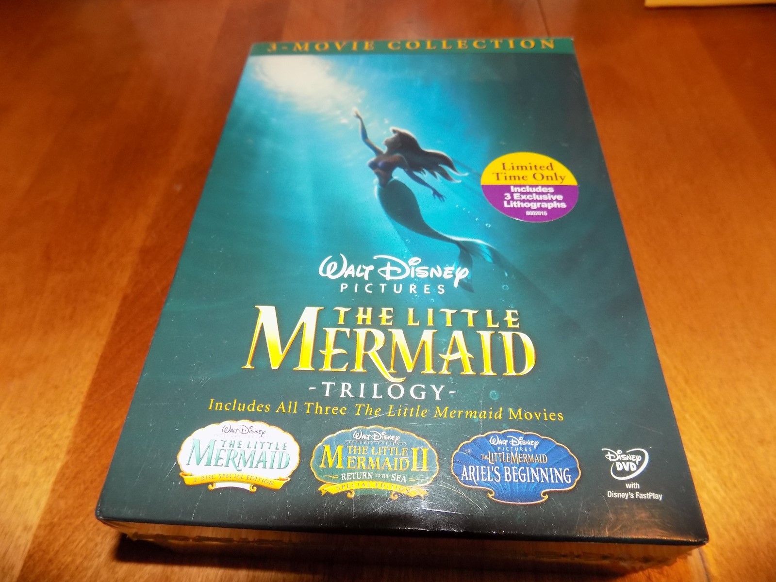 THE LITTLE MERMAID TRILOGY 3Movie Collection Lithographs Walt Disney ...