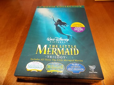 THE LITTLE MERMAID TRILOGY 3Movie Collection Lithographs Walt Disney ...