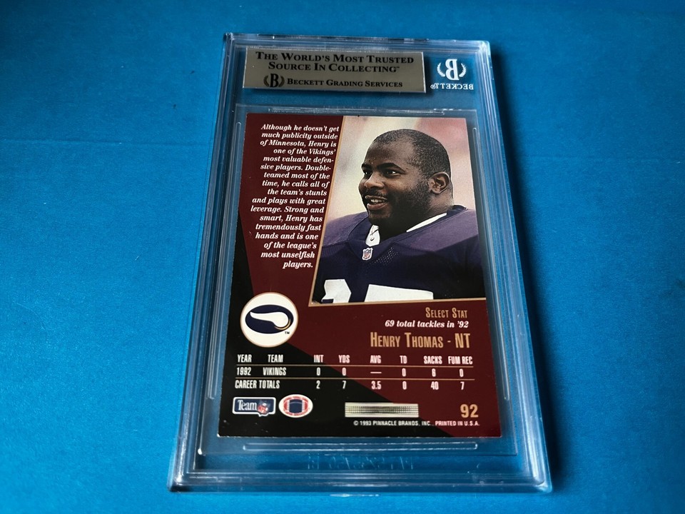 Henry Thomas Vikings 1993 Score Select Card Signed Auto Beckett BAS ...