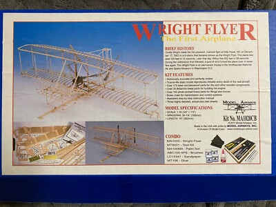 Model Airways Wright Flyer Model Kit 1:16 Wood FULL Kit Tools Brushes ...
