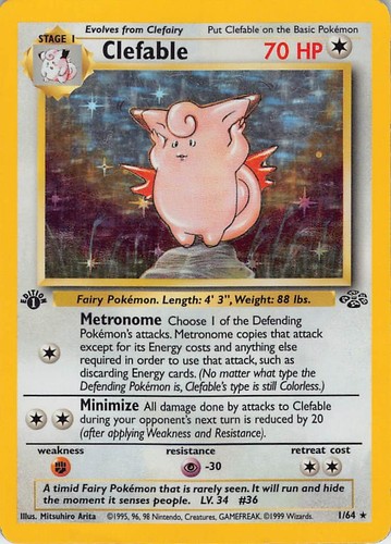 Clefable #01/64 Pokemon Jungle Holo Rare,1st Edition Moderately played ...