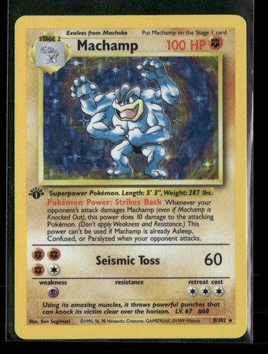 1st Edition Machamp 8/102 Base Set Holo Rare Vintage 1999 Pokemon Card ...