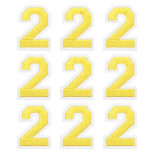 Embroidered Number Patches 2" Number 2 Iron on Patch (Yellow, Pack of 9 ...