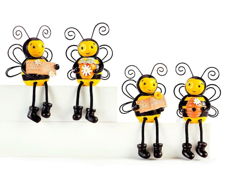 Bumblebee Bee Shelf Sitters Set of 4 with Dangly Legs Sentiments Yellow ...