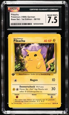 1999 Pokémon Base Set - 1st edition Pikachu (German) - 58/102 CGC 7.5 ...