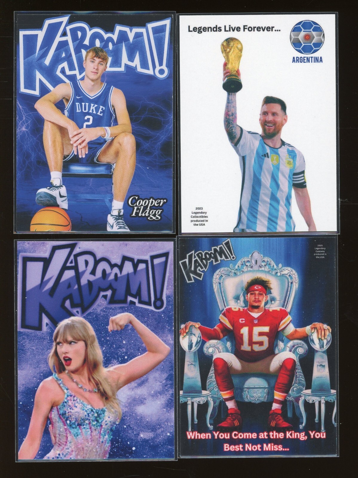 Lot of (4) 2024 Patrick Mahomes Lionel Messi Cooper Flagg Kaboom ...