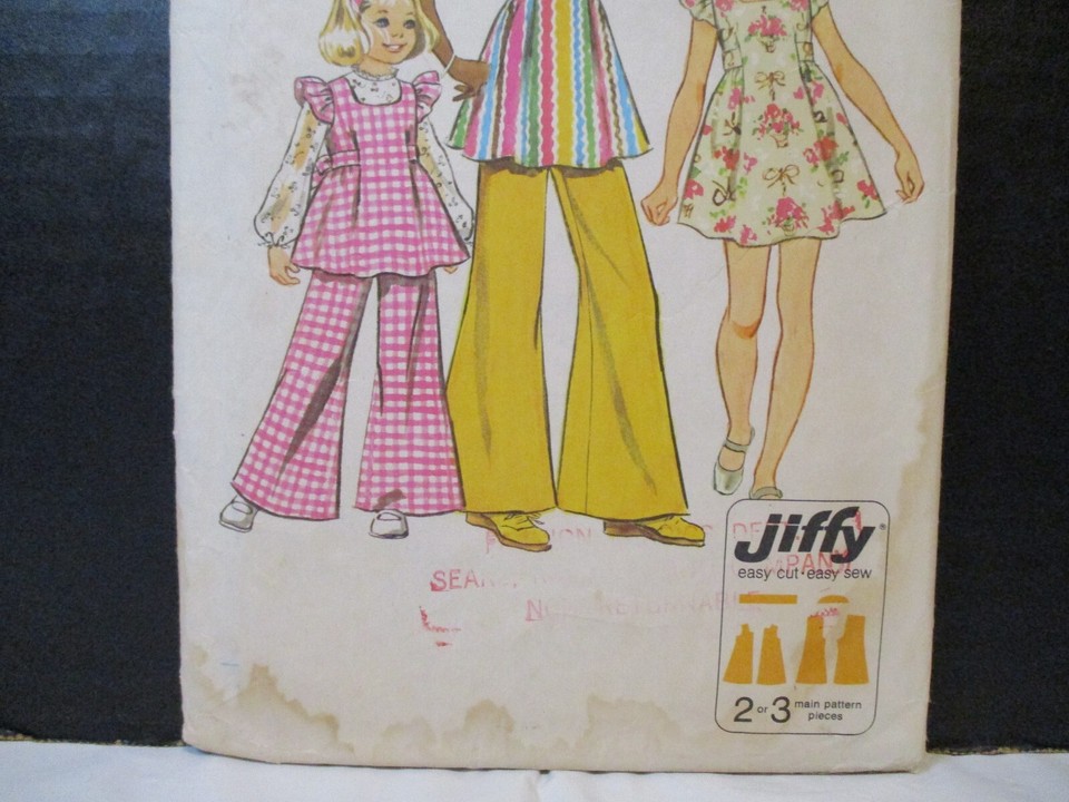 Simplicity Pattern 5483 Smock Tunic Bell Bottom Pants Girl's Size 8 Cut ...