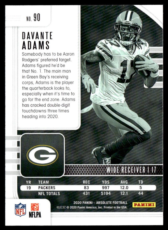 2020 Panini Absolute #90 Davante Adams Retail Green Bay Packers | eBay