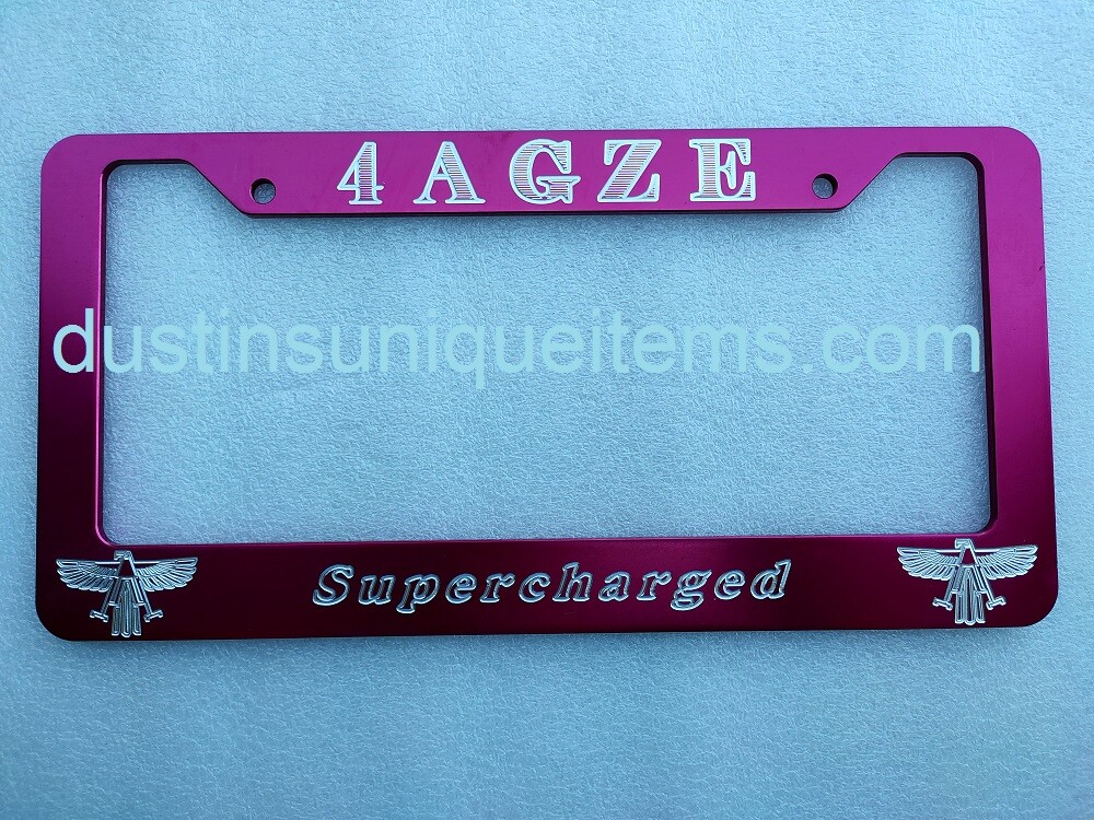 Toyota MR2 MK1 CUSTOM ALUM LICENSE PLATE FRAME 1885 -1889 supercharged ...
