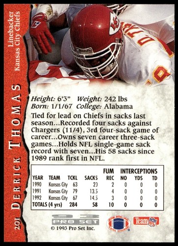1993 Pro Set - #201 Derrick Thomas for sale online | eBay