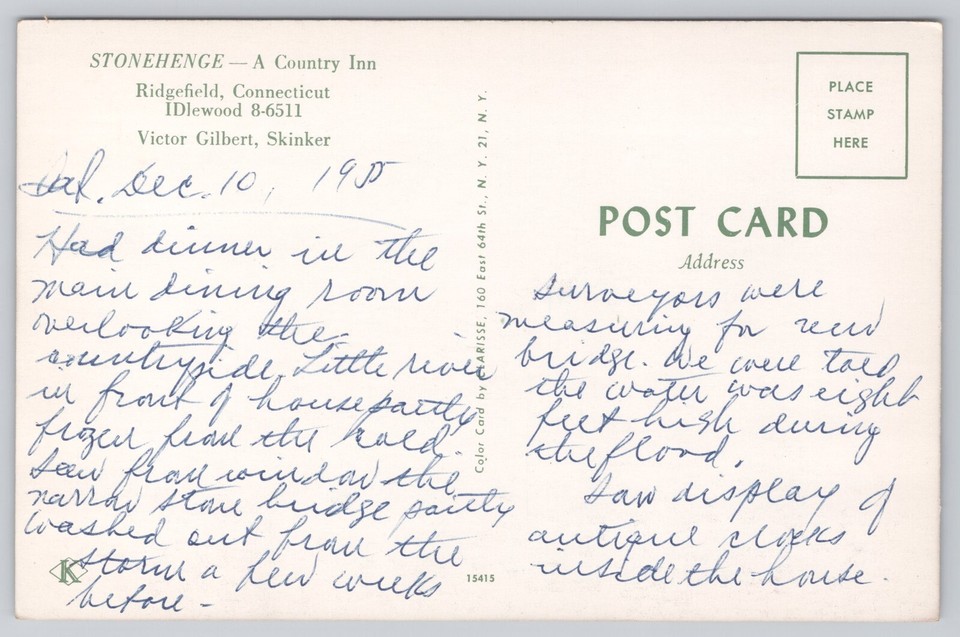 Chrome Postcard Stonehenge Country Inn Ridgefield Connecticut | eBay