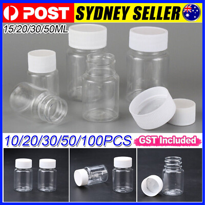 15-50ml Plastic Empty Liquid Bottles Reagent Sample Containers Medicine ...