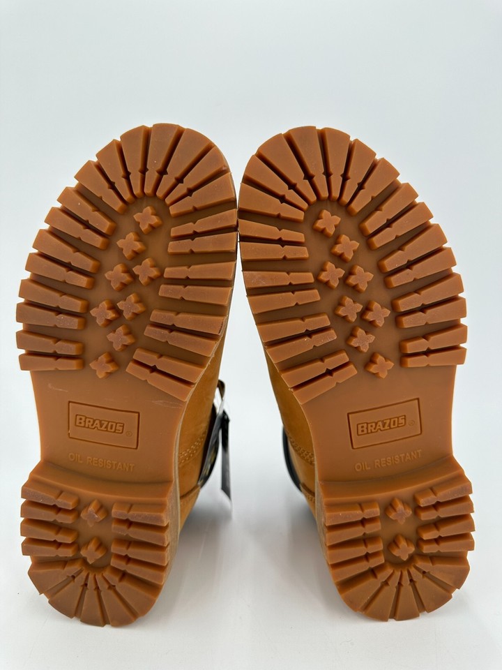 Brazos Men's Steel Toe Boots 6" Lace-up Work Shoes 7 Wheat Nubuck ...