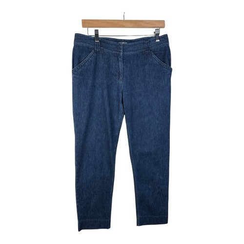 J Jill Women's Crop Jeans Mid Rise Flat Front Blue Denim Size 8 Stretch ...