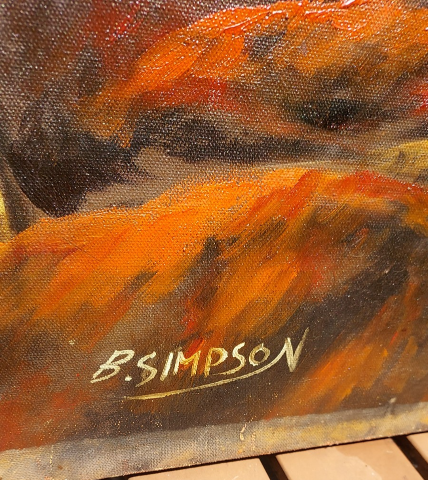 Native AMERICAN oil Painting Signed 1950 B. Simpson 24 x 36 | eBay