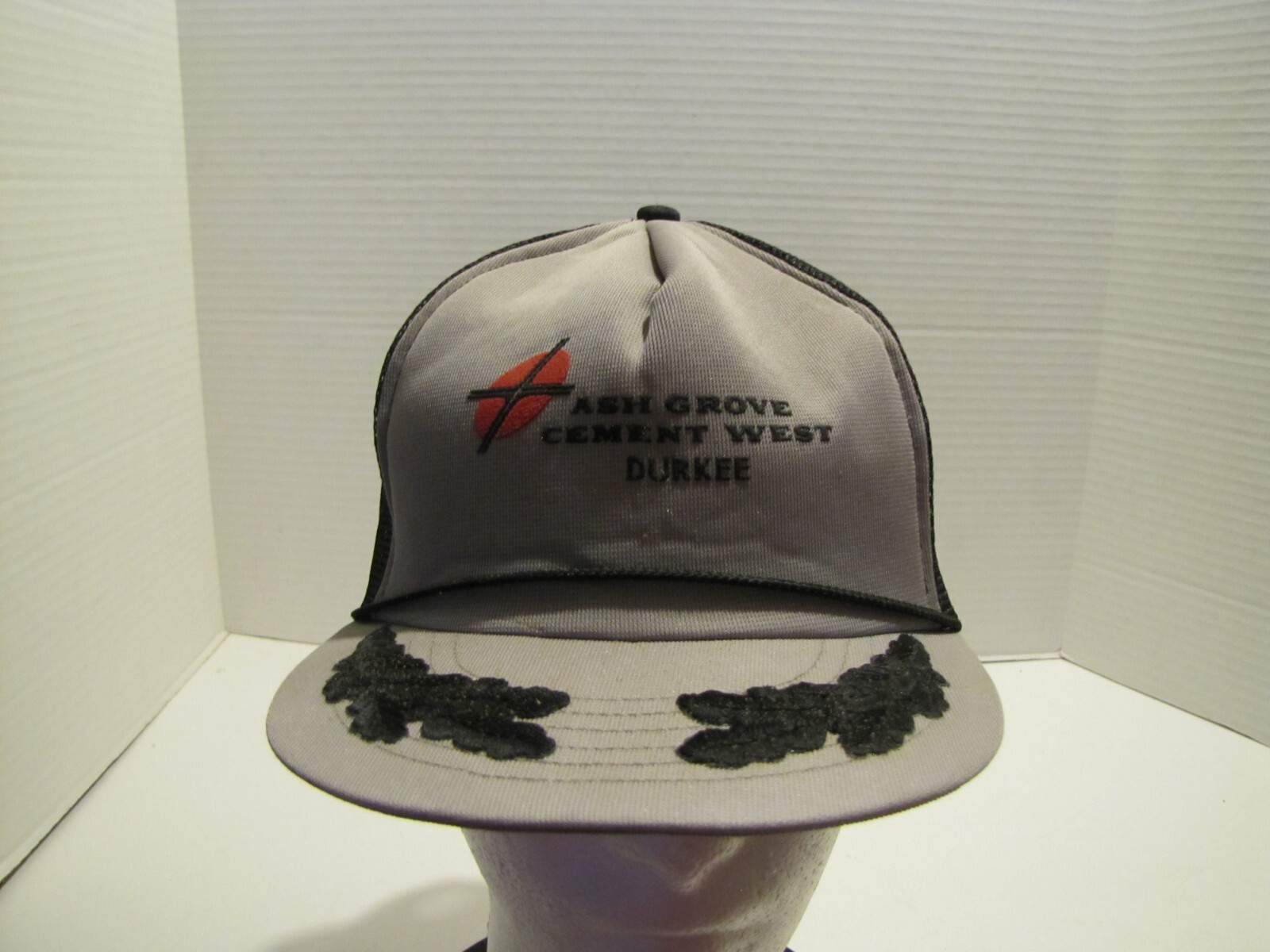 VTG USA MADE ASH GROVE CEMENT WEST DURKEE, OR GRAY/BLACK HAT/CAP USED ...