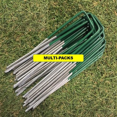 Green Artificial Turf Grass U Pins Metal Galvanised Pegs Staples FABRIC ...