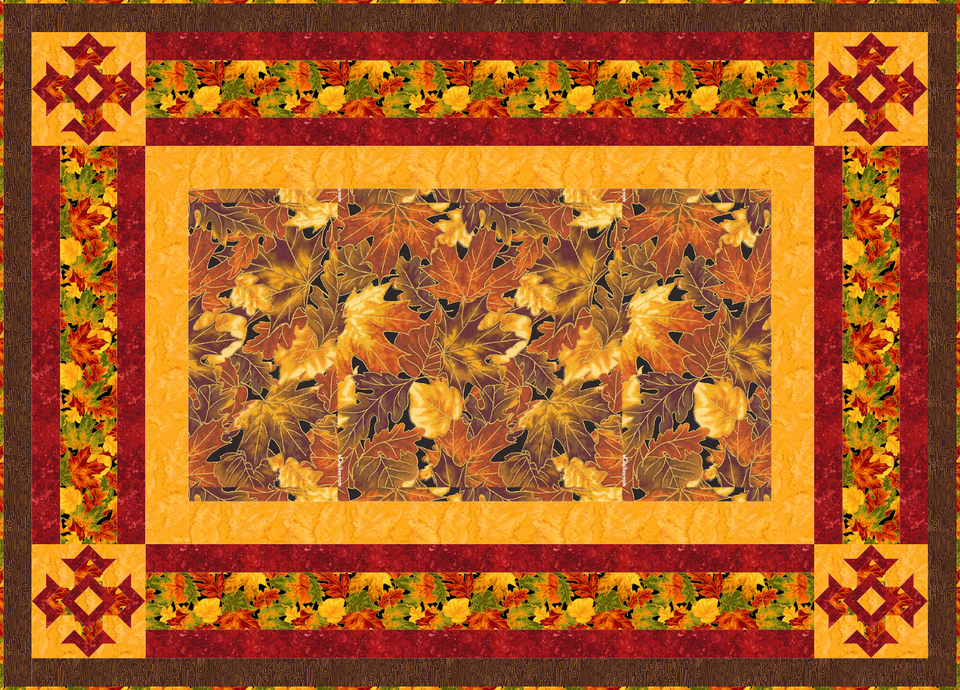 Artworks In Love with Fall Again Panel Trees Leaves Sunset Fabric 24 x ...