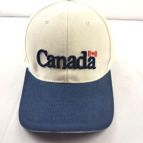 Canada Baseball Hat Cap Adjustable Strap Beige Blue Stitched | eBay