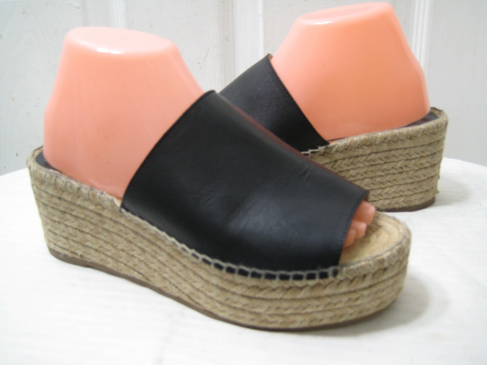 Botticelli Black Leather Platform Wedge Slide Sandal … - Gem