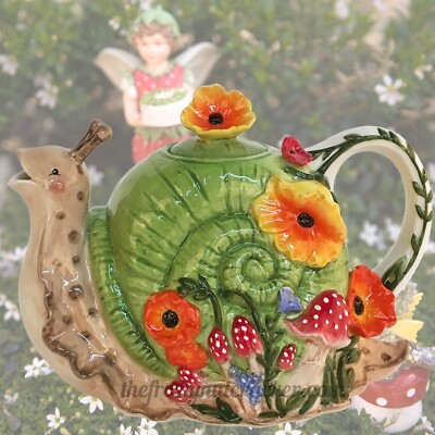 Snail Teapot Ceramics by Blue Sky Heather Goldminc Animal Decor Tea Pot ...