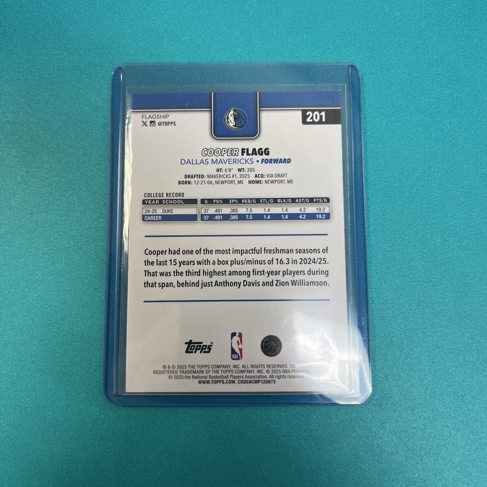 2025-26 TOPPS BASKETBALL COOPER FLAG RC FLAGSHIP #201 NBA CHASE ROOKIE ...