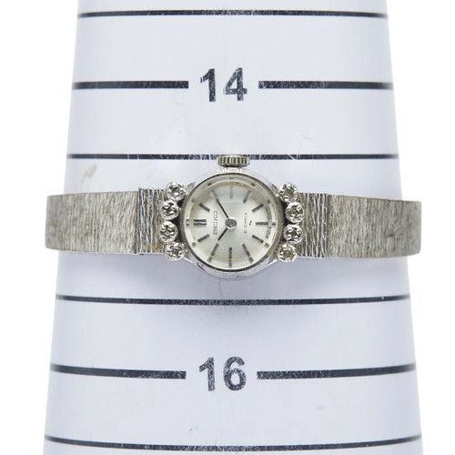Seiko Rhinestone Wristwatch 10 0900 Manual Wind Silver Dial Stainless ...
