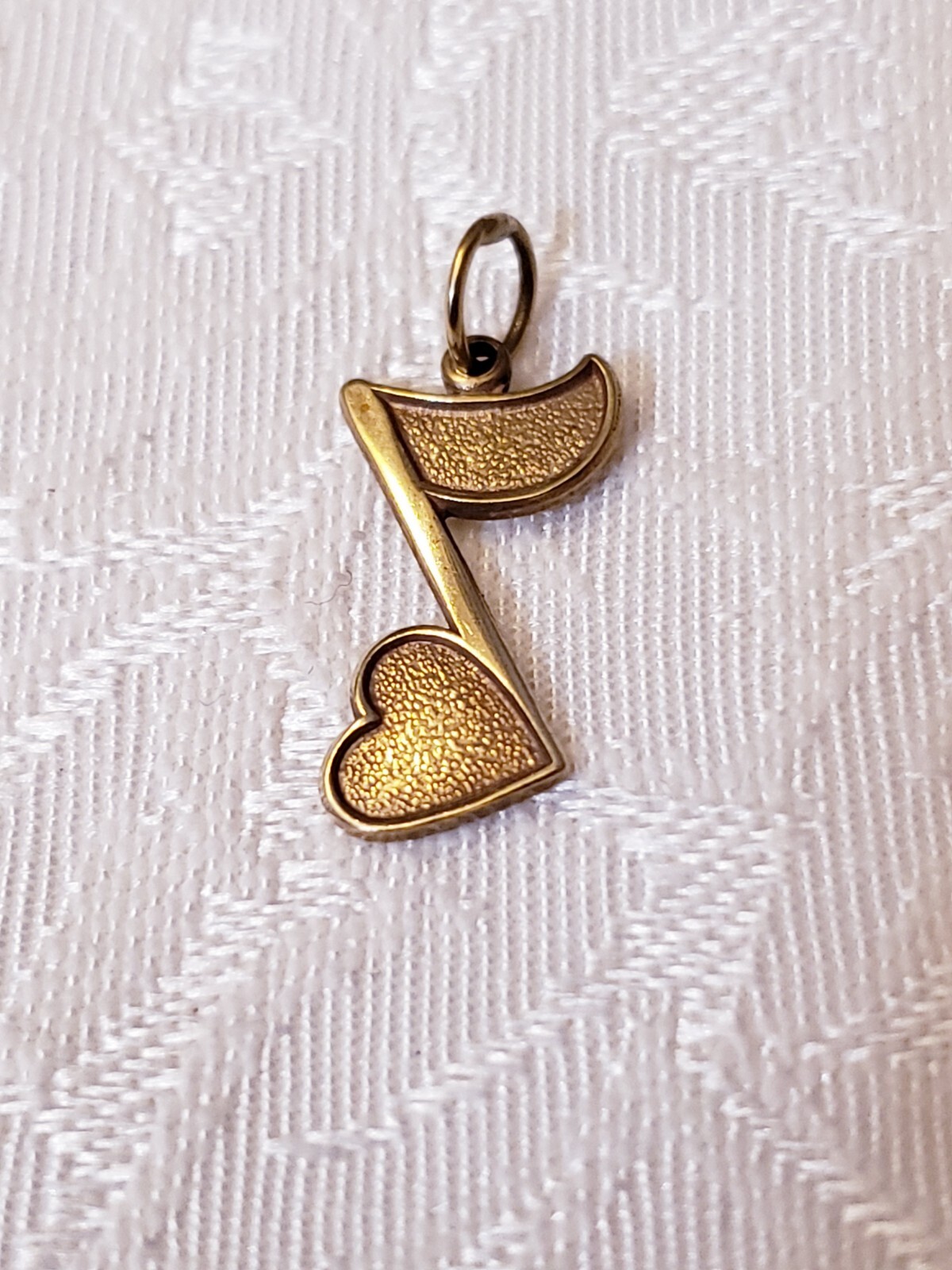 14k Yellow Gold Music Note Heart Pendant Charm Vintage - Gem