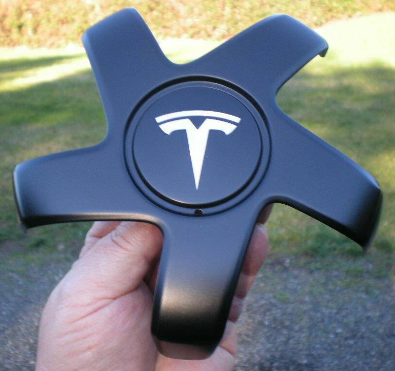 Single 2017 - 2023 Tesla Model 3 Satin Black OEM Center Cap P/N 1044234 ...