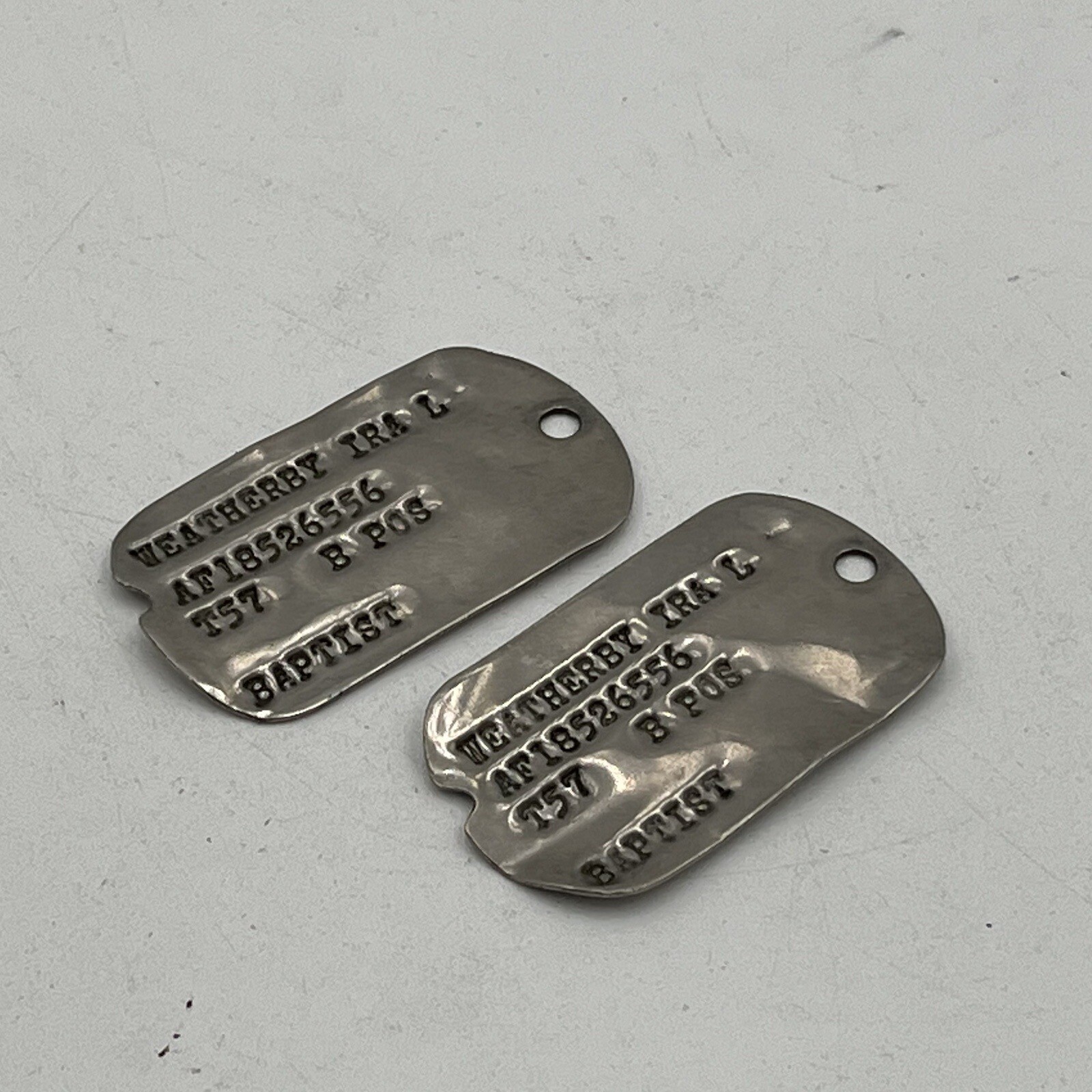 Vtg WW2 US Army Military Dog Tags Notched Next of Kin Baptist B Pos ...