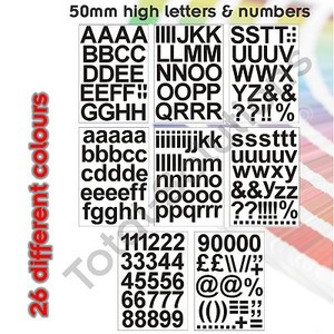 50mm Self Adhesive Vinyl Sticker Letters and Numbers - Upper & Lower ...