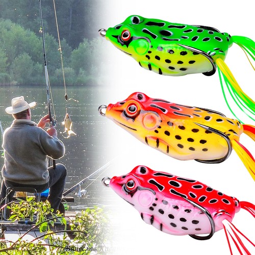 3 Fishing Frog Lures Pike Perch Bait savage Surface Soft Rubber Chub ...