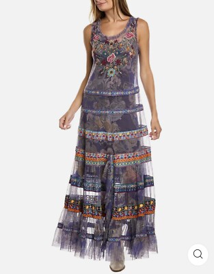 Johnny Was Embroidered Mesh Maxi Dress NWT$795 XL | eBay