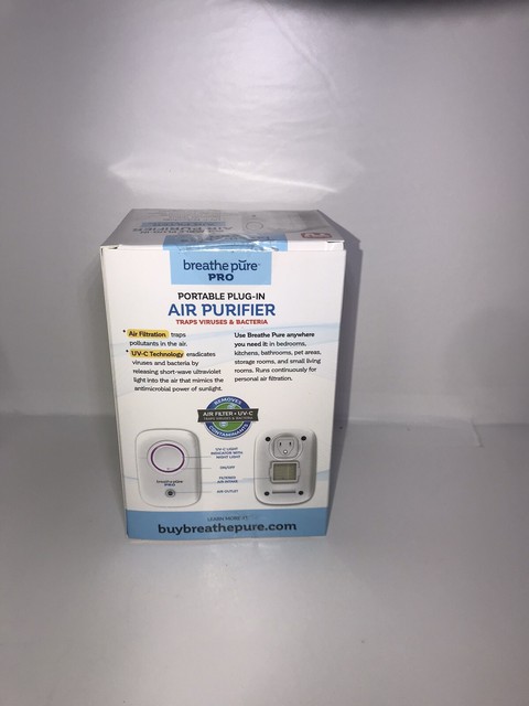 2x Breathe Pure Pro Portable Plug-in Air Purifier W/ HEPA and Uv-c for ...