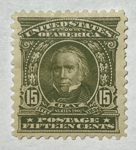US #309 1903 15c olive green H. Clay Portrait issue MH/VF, remnant-$185 ...