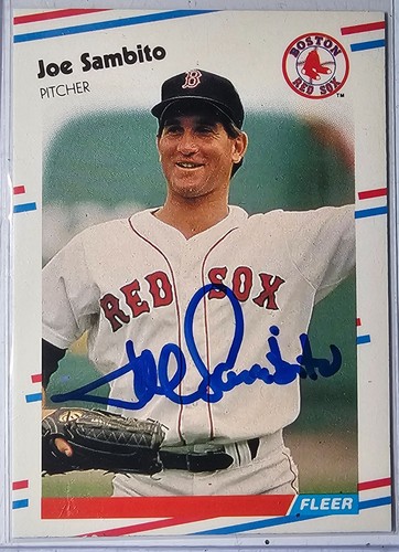 1988 FLEER #364 JOE SAMBITO-SIGNED RED SOX-AUTOGRAPHED-FREE USA ...