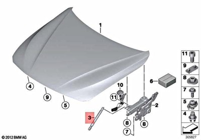 Genuine BMW Hybrid M2 F20 Gas-Filled Strut Engine-Compartment Lid ...
