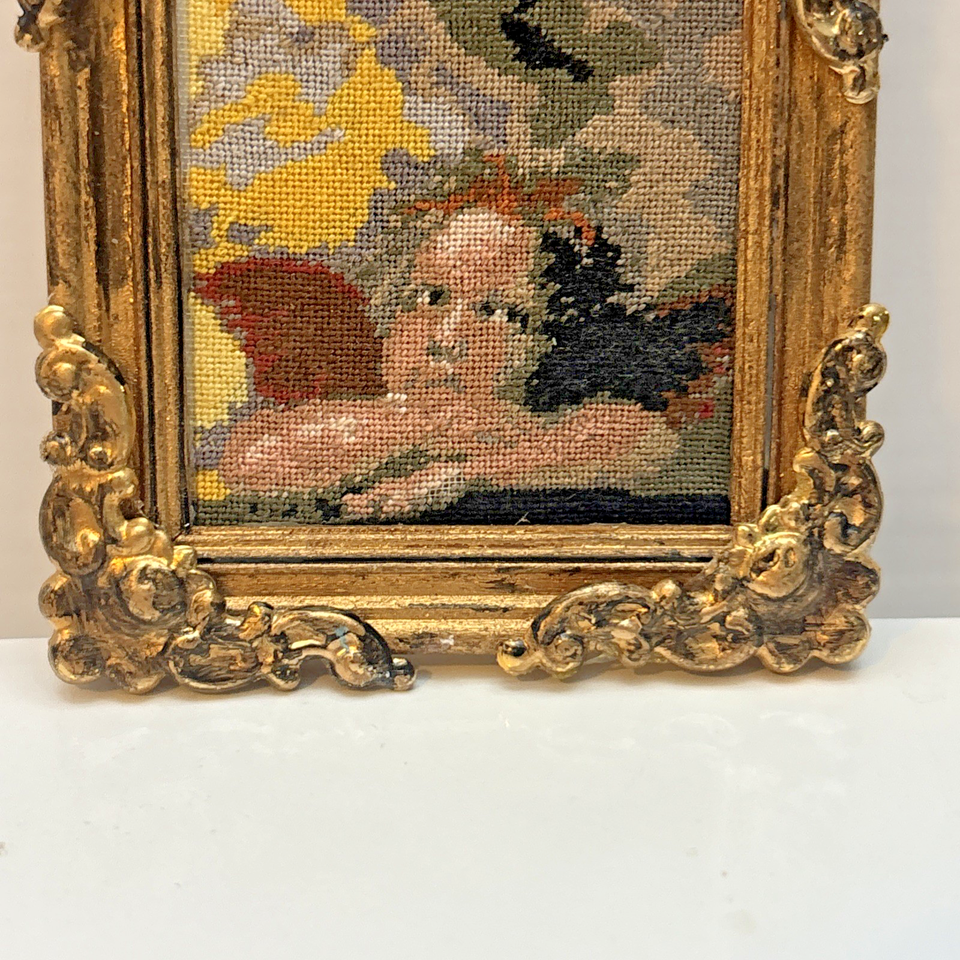 Ursula Sauerberg Petit Point Cherub Picture Artisan Dollhouse 1:12 ...