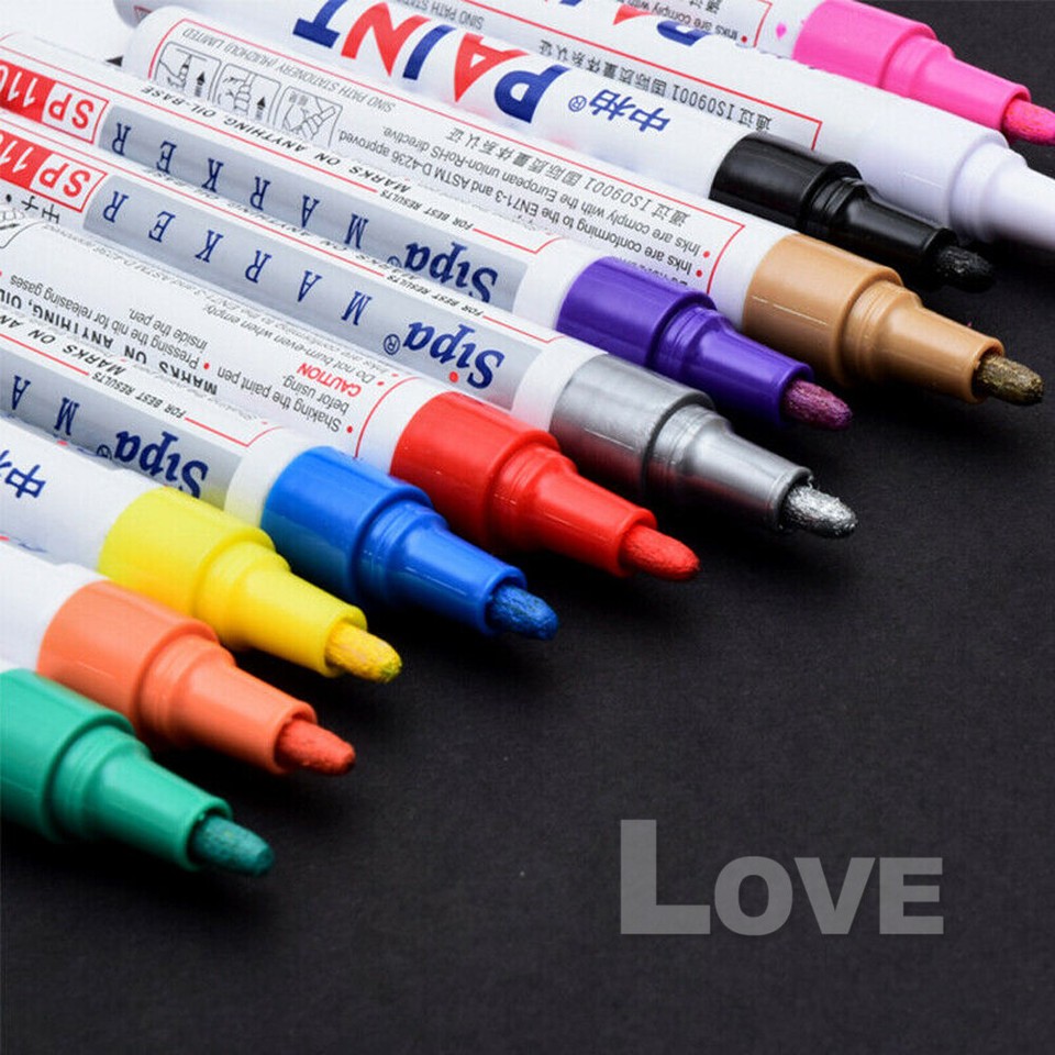 12x Multicolored Rubber Permanent Paint Marker Pens Car Tyre Tread ...